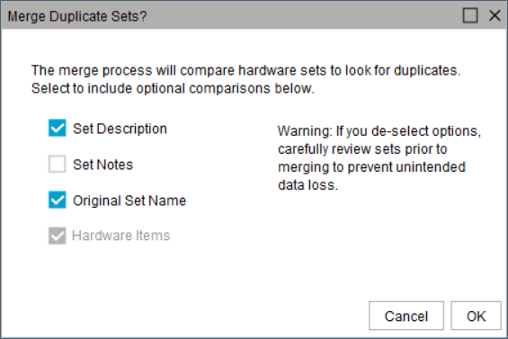 Find and merge duplicate hardware sets | Openings Studio Knowledge Base